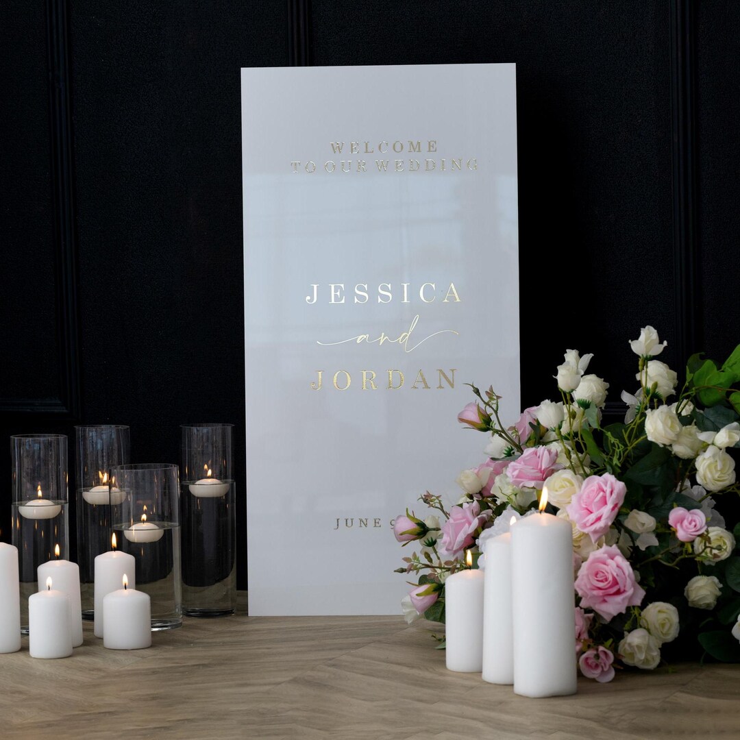White Wedding Sign-white Acrylic Wedding Welcome Sign-elegant White ...