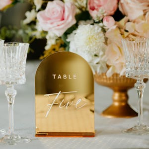 Gold Mirror Table Numbers-acrylic Table Numbers-arched Table Numbers ...