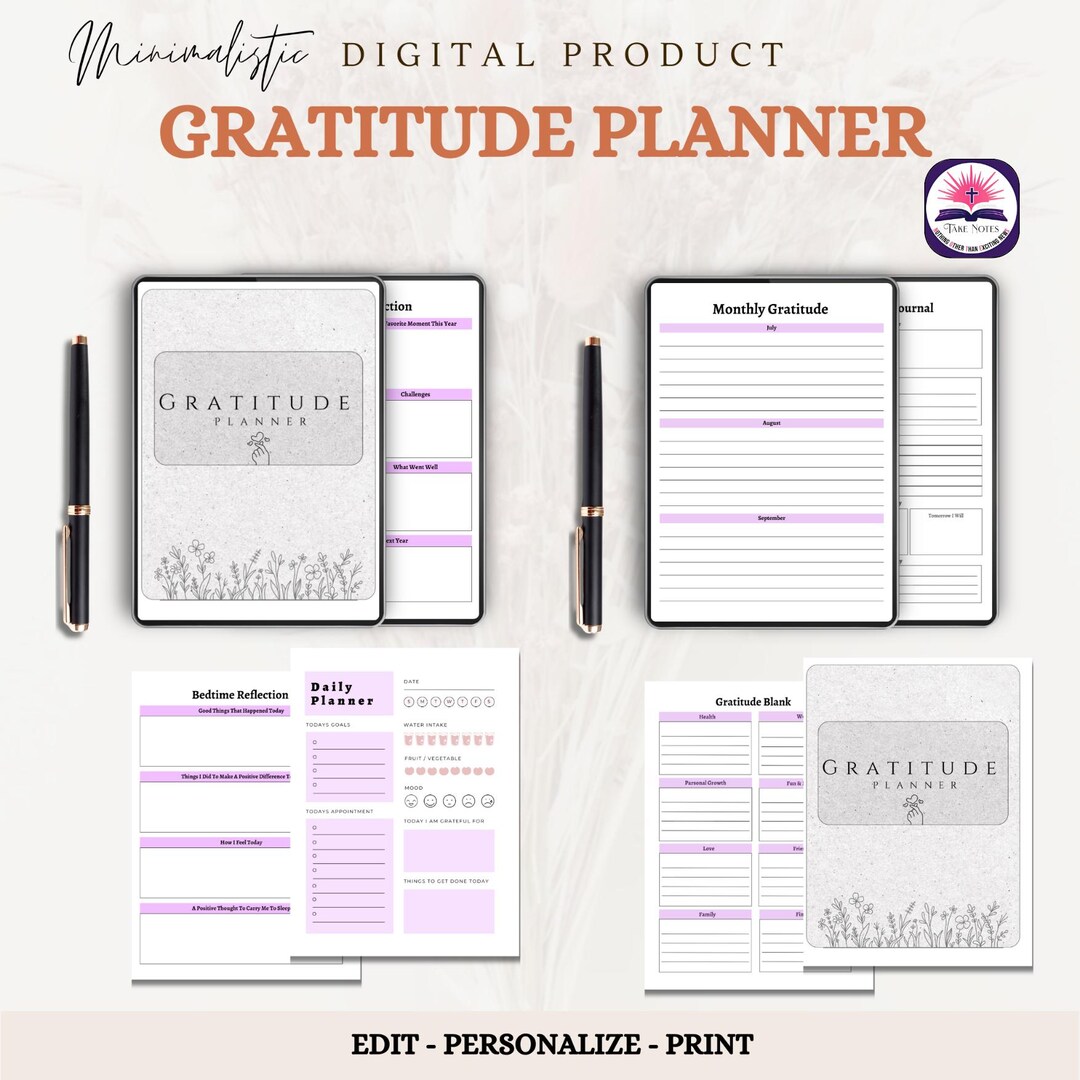 Gratitude Journal, Daily Gratitude Log, Mindfulness Journal, Positive ...