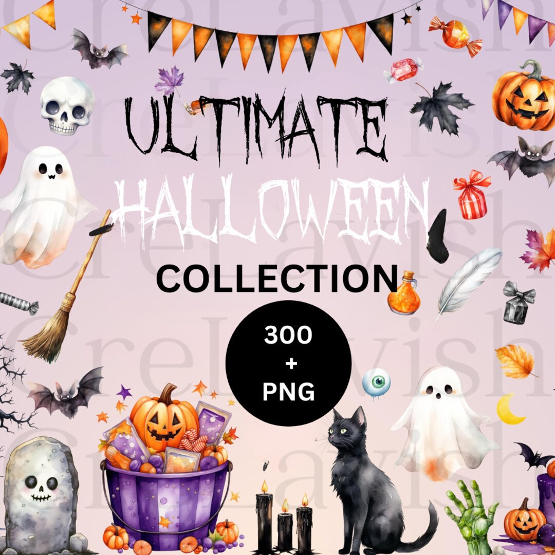 Clip Art Ultimate Spooky Halloween Collection Bundle, PNG, Instant ...
