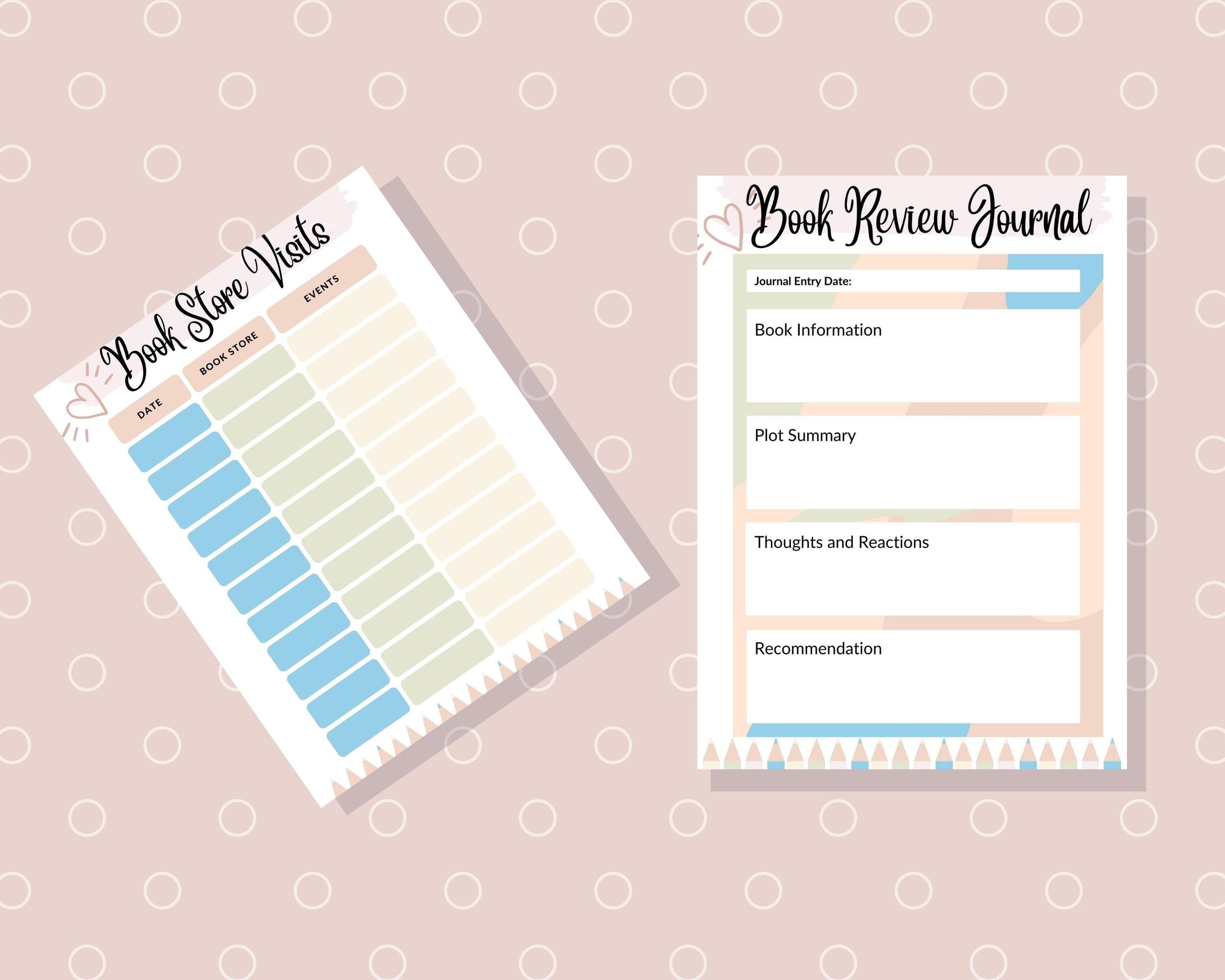 Printable Reading Journal Pages Monthly Reading Tracker Book - Etsy