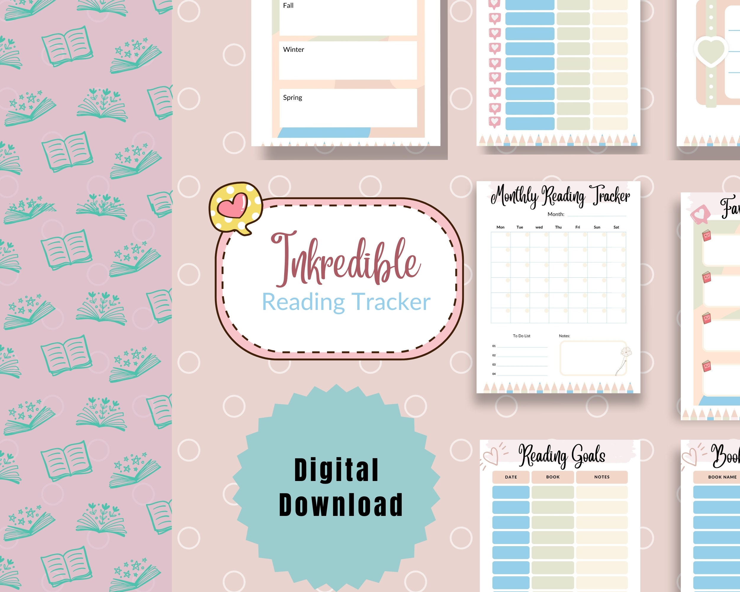 Printable Reading Journal Pages Monthly Reading Tracker Book - Etsy
