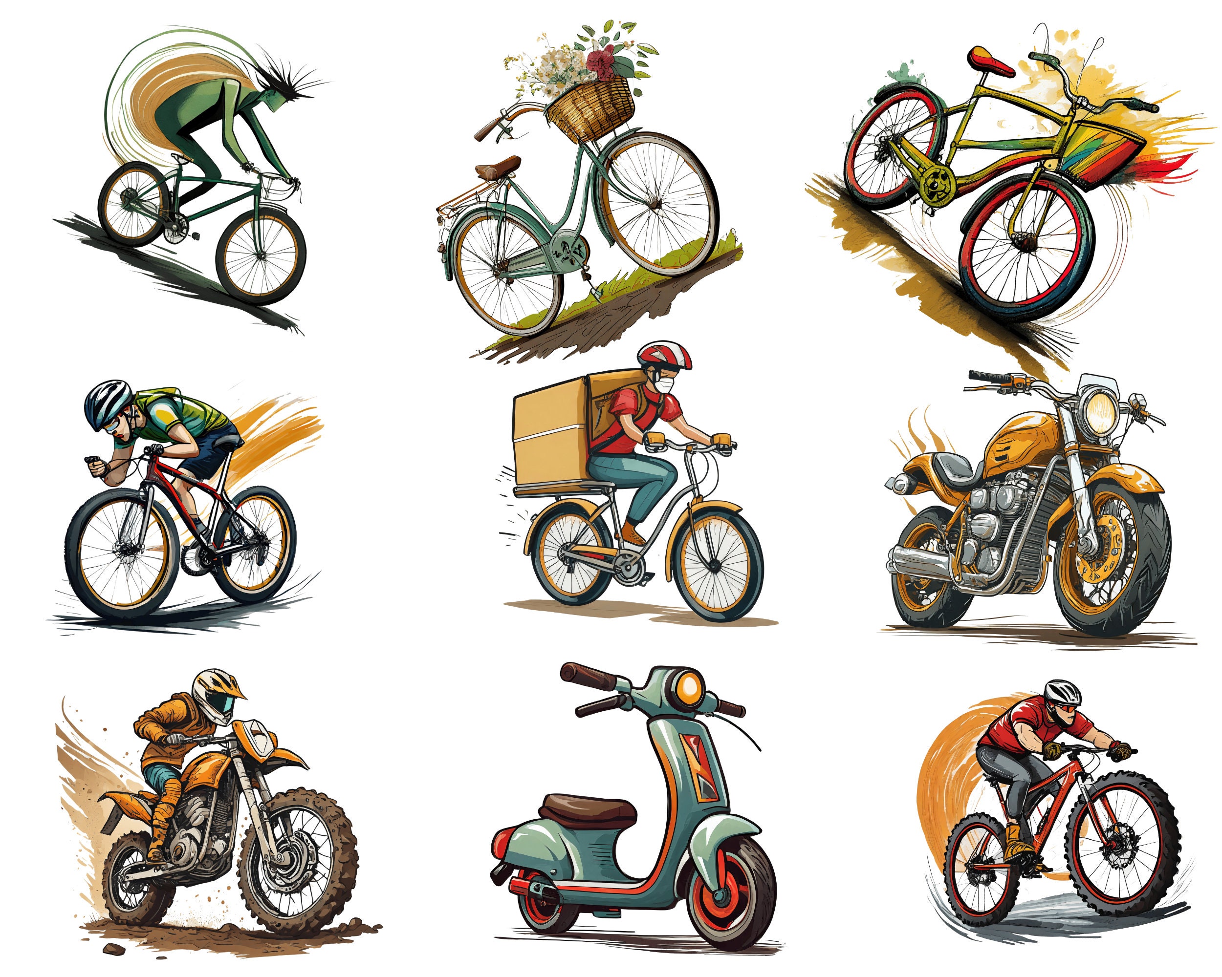 Bike Clipart 55 PNG Files | High Resolution | Graphics | Bundle ...
