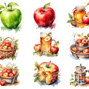 Watercolor Apple Clipart 100 PNG Files Bundle | High Resolution | PNG ...