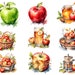 Watercolor Apple Clipart 100 PNG Files Bundle | High Resolution | PNG ...