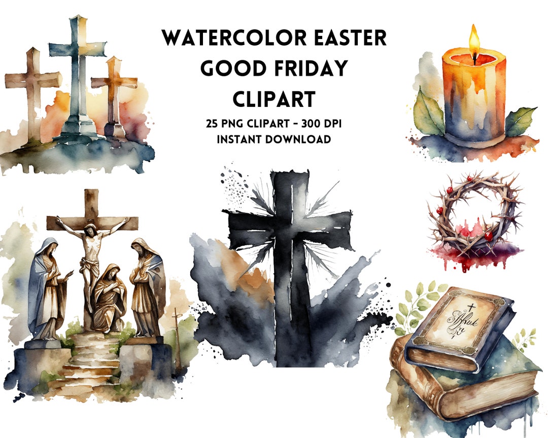 Watercolor Easter Good Friday Clipart 25 PNG Files | High Resolution ...