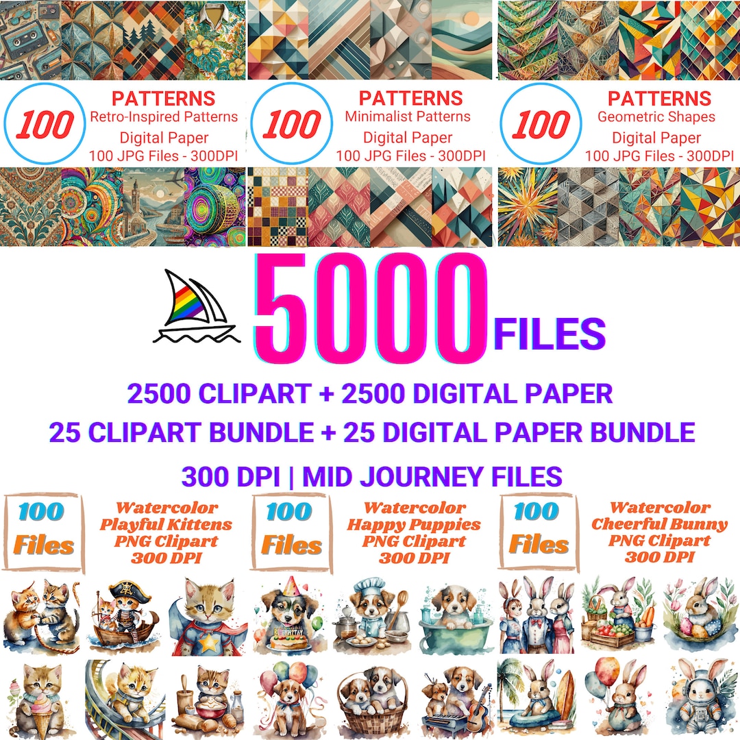 Mega 5000 Files Bundle | 25 Bundles of Clipart | 25 Bundles of Digital ...