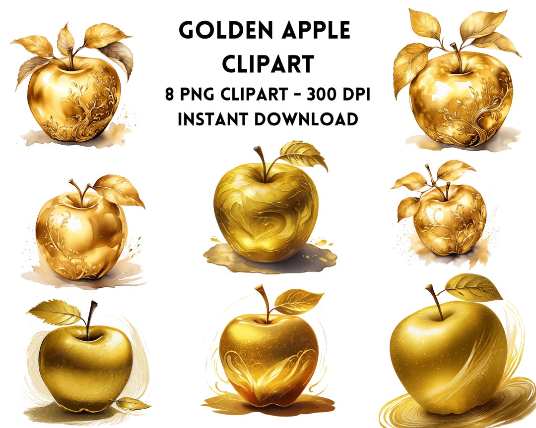 Golden Clipart 8 PNG Files Bundle | High Resolution | Graphics | Bundle ...