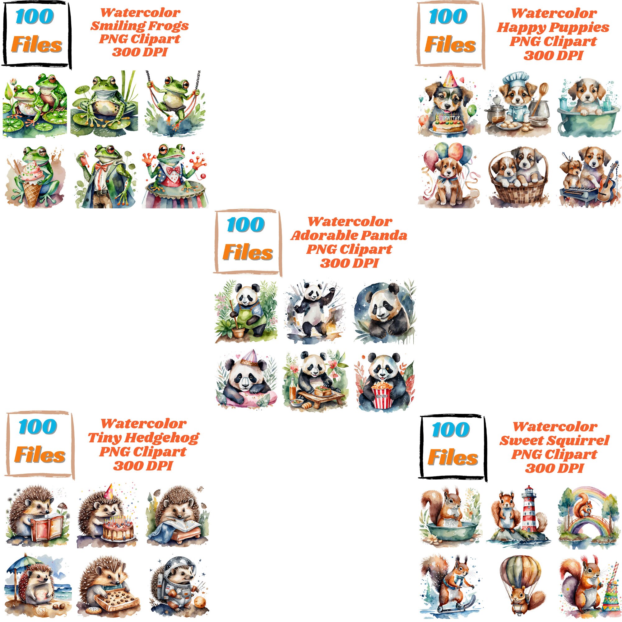 Mega Watercolor Clipart Bundle | Mega Watercolor T-shirt Designs Bundle ...