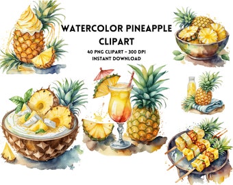 Pineapple Clipart, Vector EPS Clipart, Fruit Clip Art, Tropical Clipart ...
