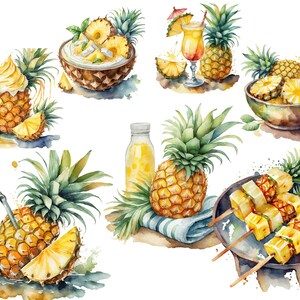 Watercolor Pineapple Clipart 40 PNG Files | High Resolution | Graphics ...