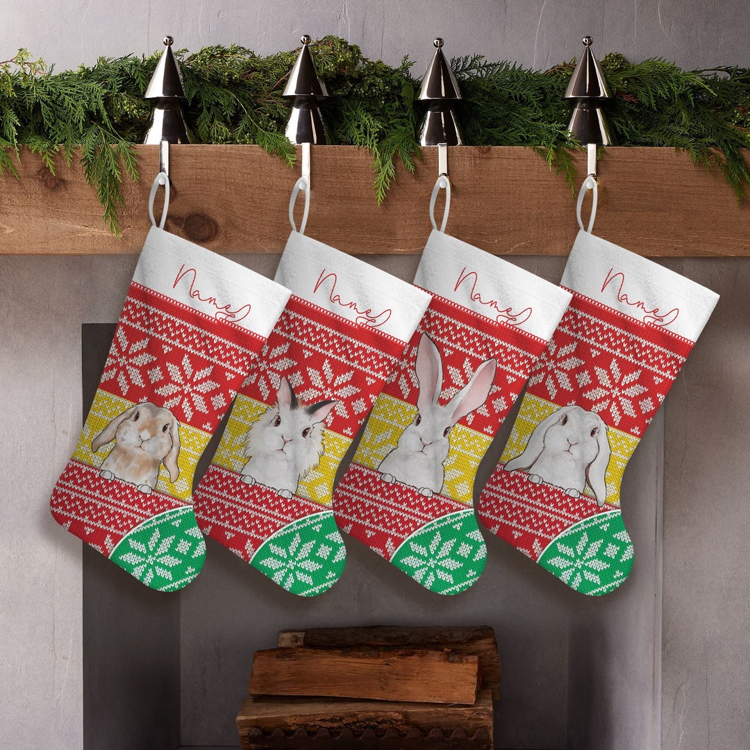 Personalized Rabbit Christmas Stockings Bunny Christmas - Etsy