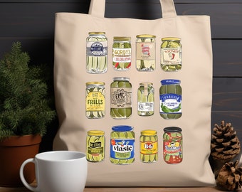Pickle Tote Bag Canvas Tote Bag Gift for Pickle Lover Pickle Tote Bag ...