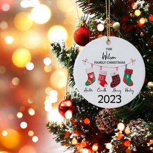 Custom Family 2023 Christmas Ornament, Xmas Stocking Keepsake Bauble ...