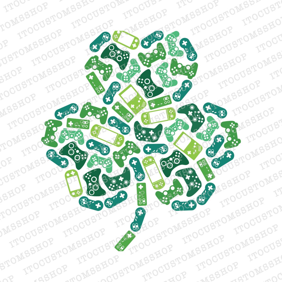 Gamer Shamrock SVG, Lucky Video Game Controller Clover PNG, Green St ...