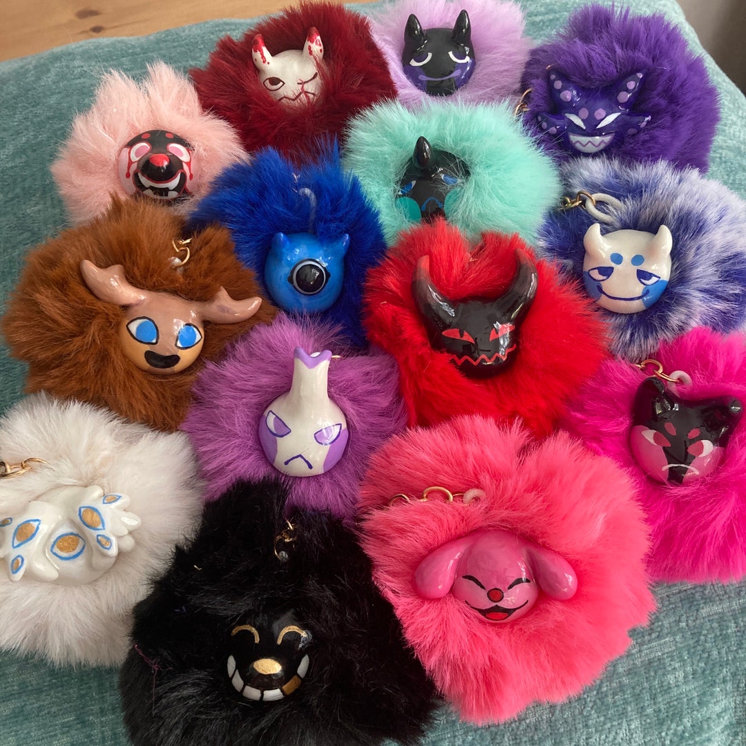 Puff Monster Keychains - Etsy