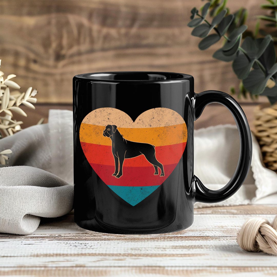 Boxer Dog Love Heart Mug – Coffee Cup Tea Mugs Vintage Gift for Boxer ...