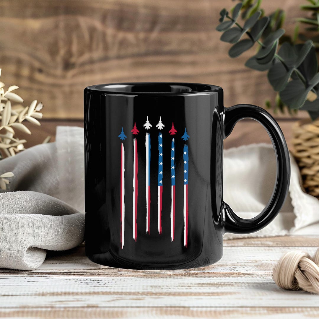 Pilot Aviation Coffee Cup, American Flag Jet Mug, Military Flight Gift ...