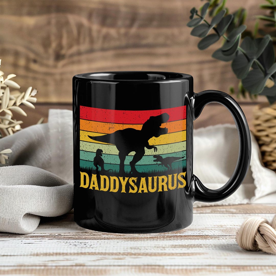 Daddy Dinosaur Daddysaurus Mug – Funny Coffee Cup Tea Mugs for Fathers ...