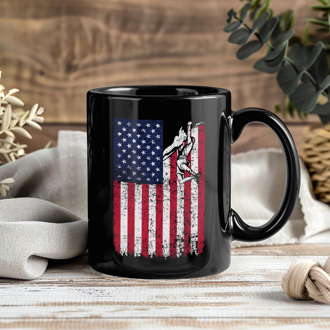 Climbing American Flag USA Mug Patriotic Funny Coffee Cup Tea Mugs for ...