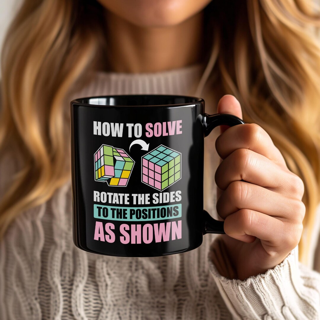 Rubik’s Cube Mug, Retro Puzzle Lover Gift, Vintage Colorful Cube Coffee ...