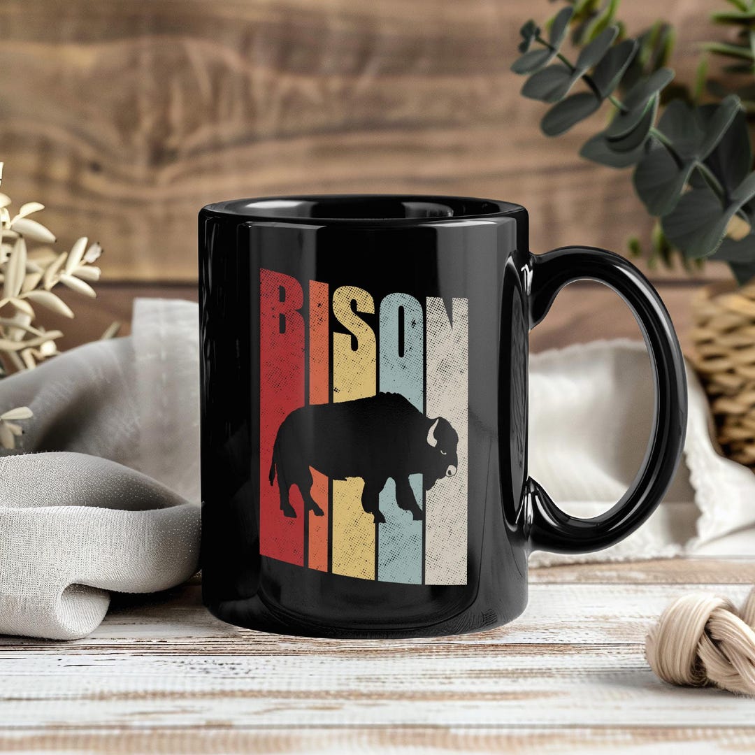 Bison American Buffalo Mug – Vintage Retro Coffee Cup Tea Mugs for ...