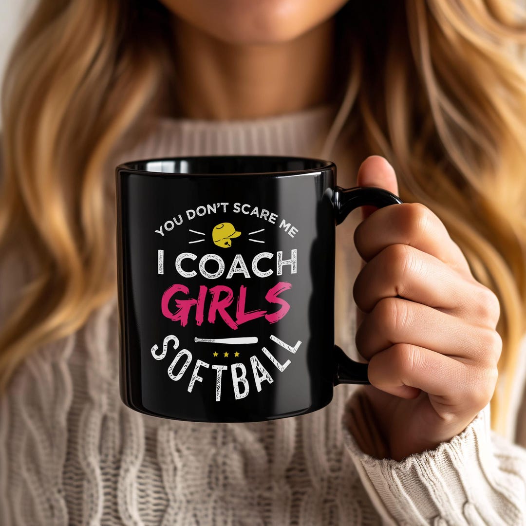 Funny Softball Mug, Youth Girls Team Drinkware, Coach and Player Design ...