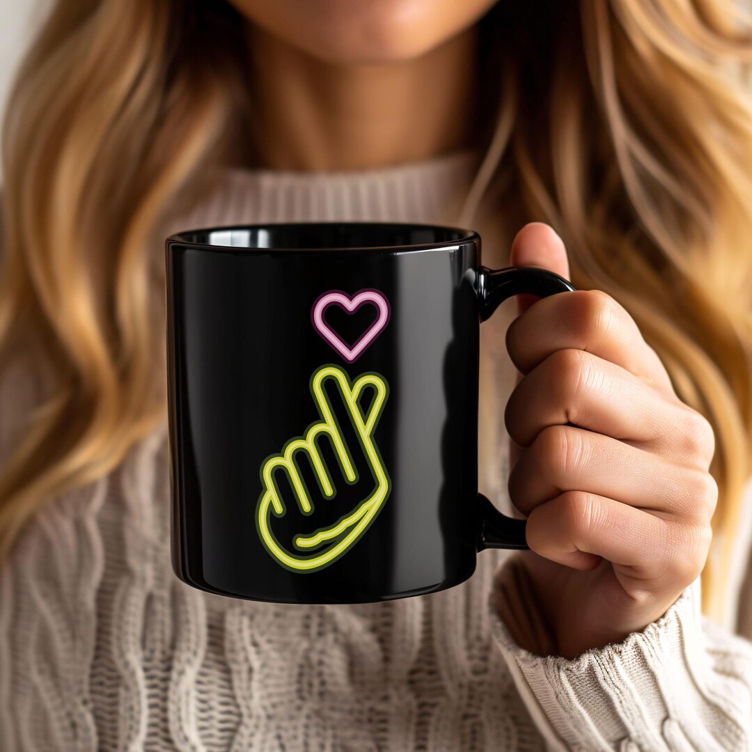 K-pop Hand Symbol Mug, Kpop Heart Coffee Cup, South Korea Music Lover ...