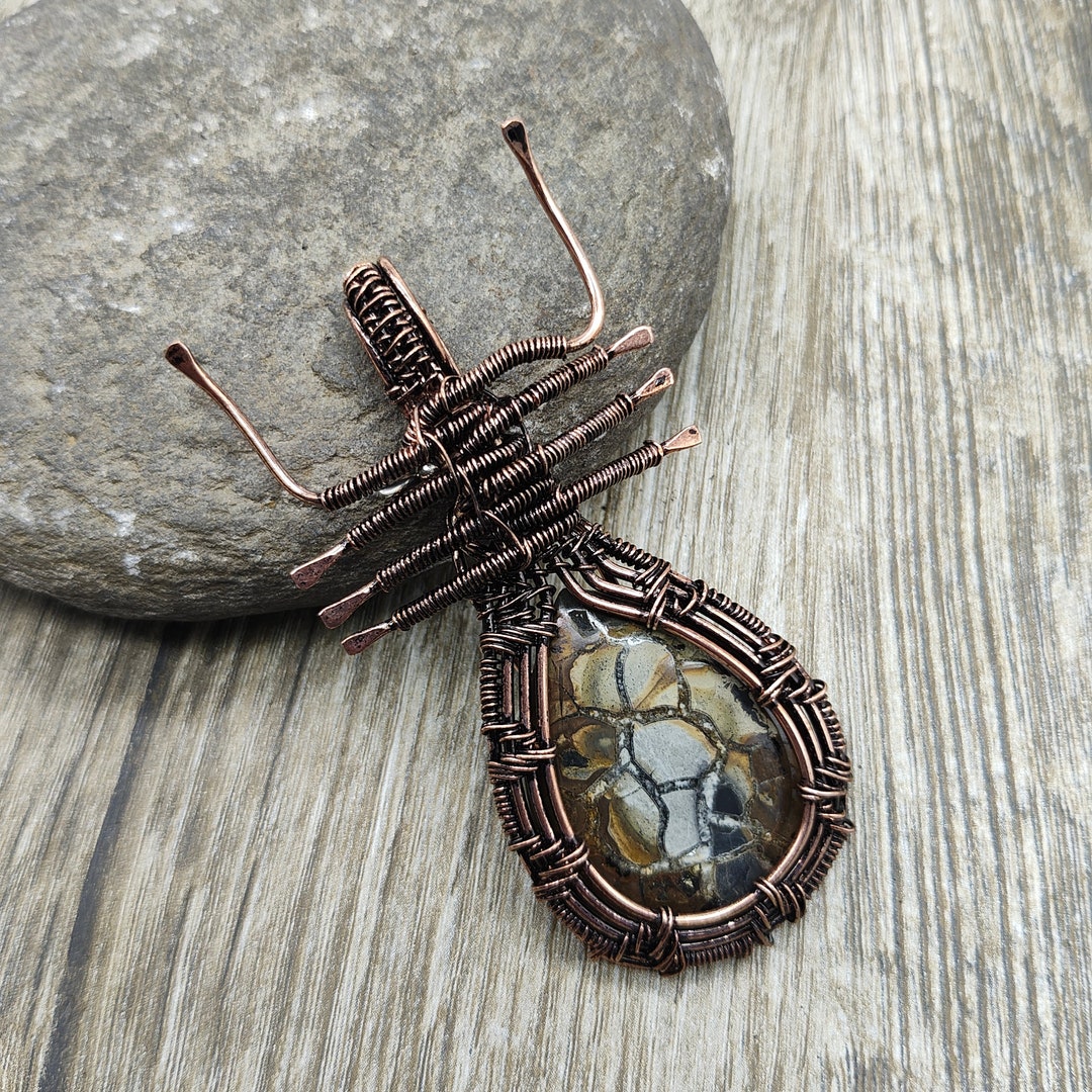 Moroccan Mud Crack Fossil Pendant Gemstone Jewelry Copper Wire Wrapped ...