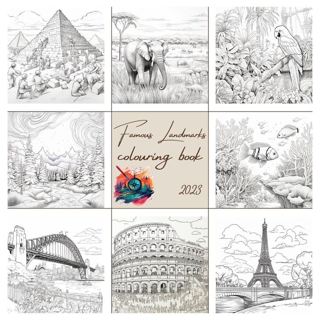 World Landmarks Colouring Book - Instant Download - Etsy UK