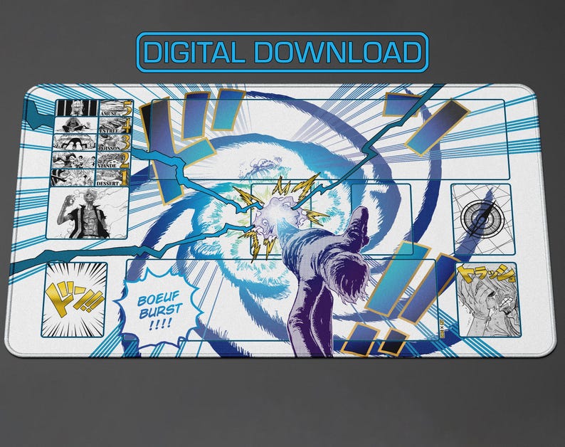 One Piece TCG - Sanji Manga - Boeuf Burst - White Playmat Design by ZD ...