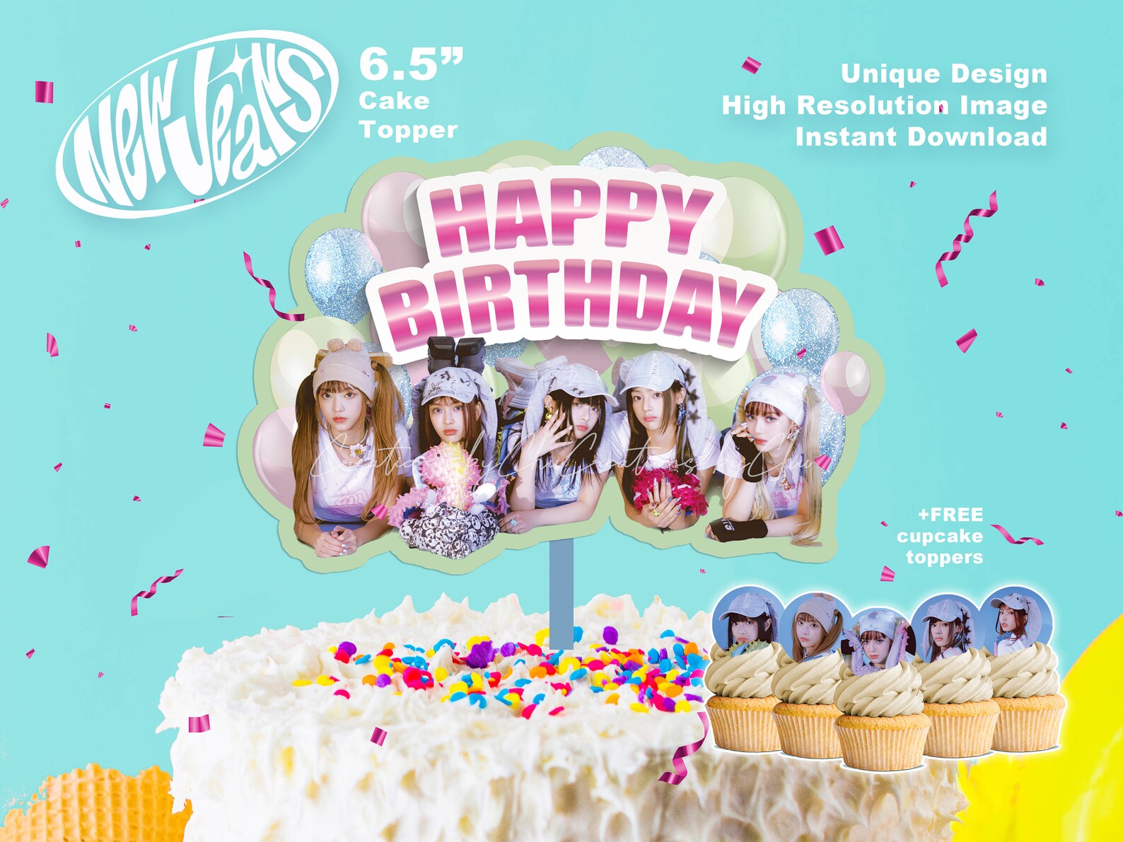 Printable New Jeans Birthday Cake Topper for New Jeans Kpop Birthday ...