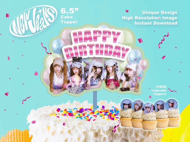 Printable New Jeans Birthday Cake Topper for New Jeans Kpop Birthday ...