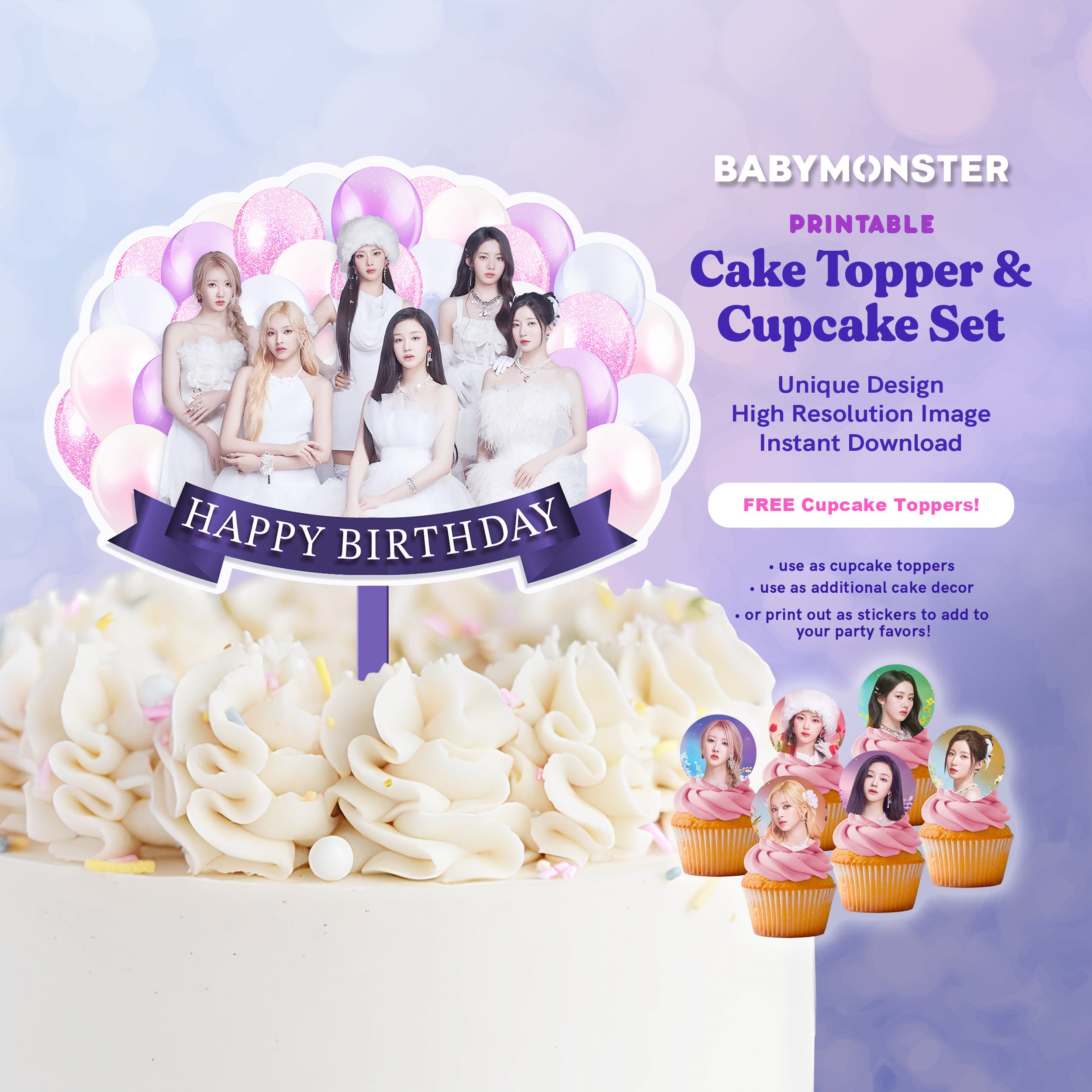 Printable Babymonster Cake Topper for Birthday, Instant Download, Kpop ...