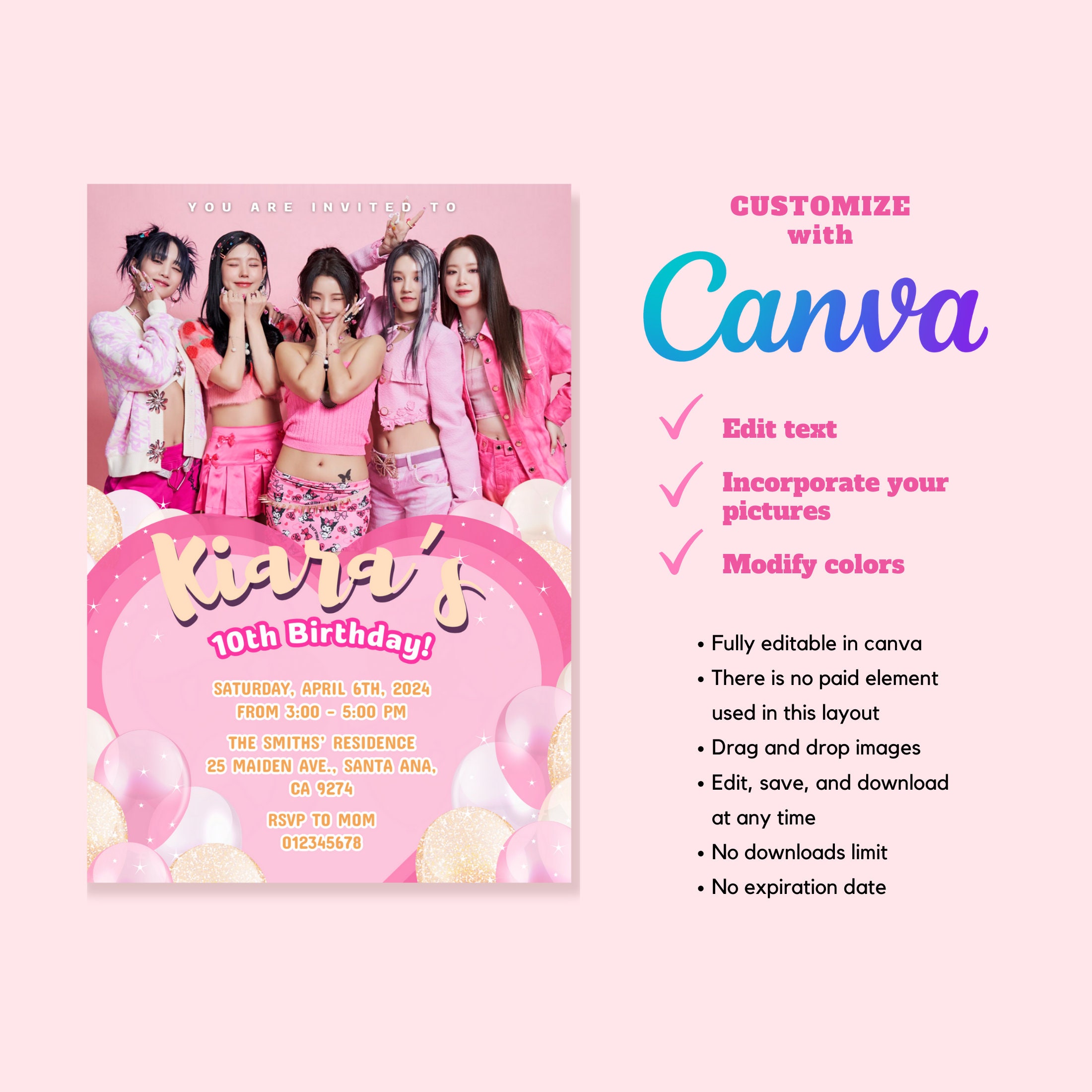 Printable gi-dle Invitation for Kpop Birthday Celebration, Editable ...