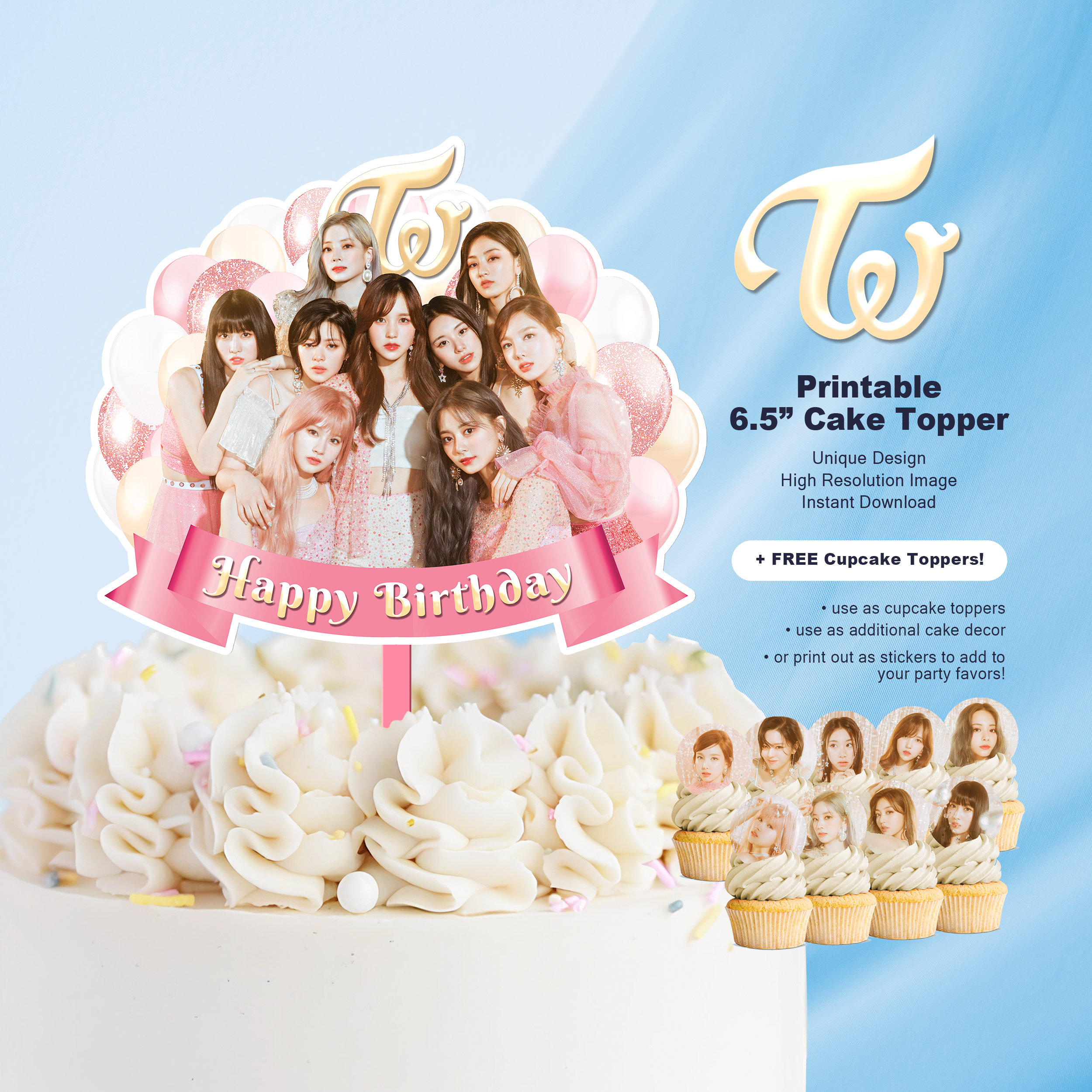 Printable Twice Cake Topper for Kpop Birthday Party Supply - Etsy