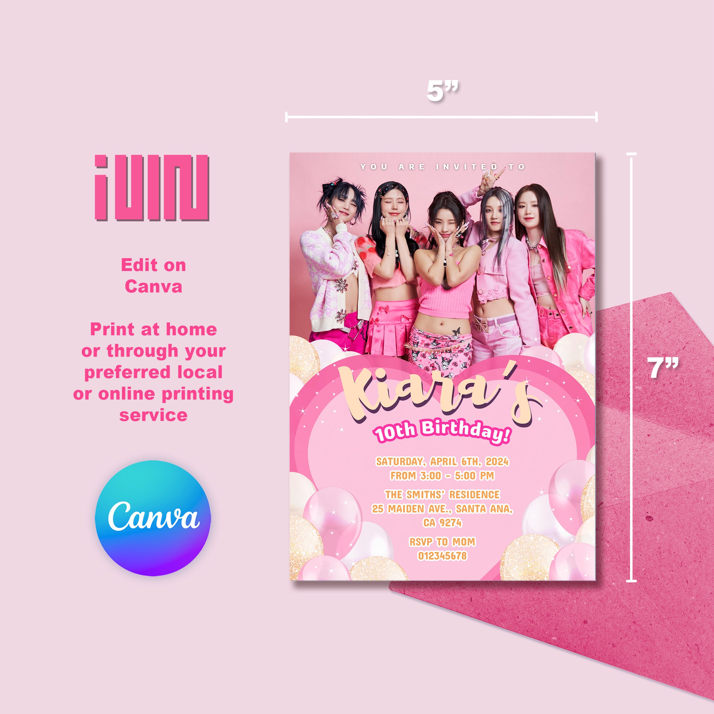 Printable gi-dle Invitation for Kpop Birthday Celebration, Editable ...