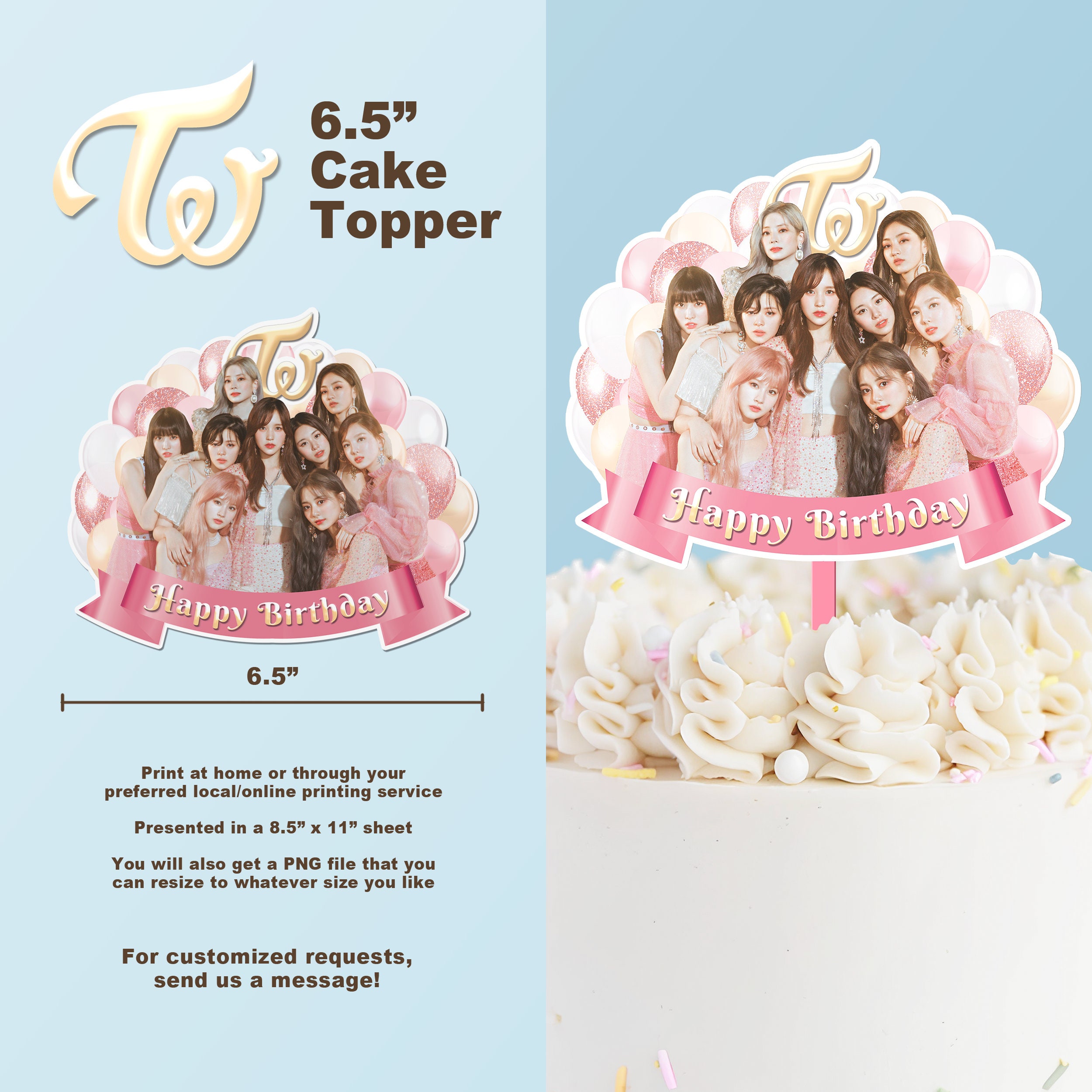 Printable Twice Cake Topper for Kpop Birthday Party Supply - Etsy