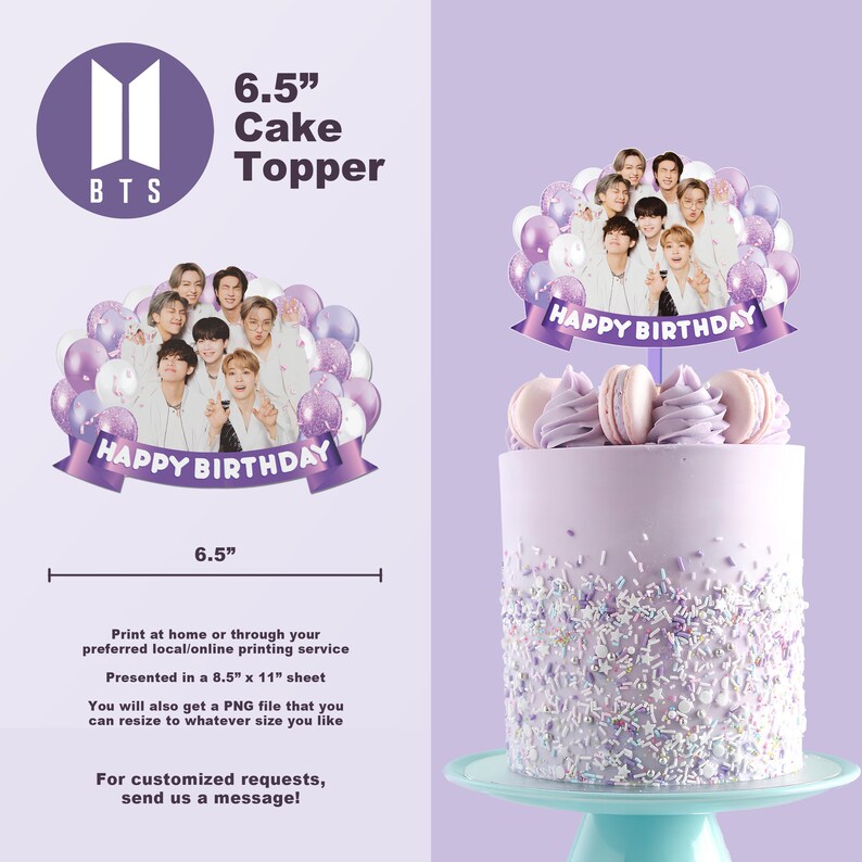 Printable BTS Birthday Cake Topper for BTS Kpop Birthday Party Decor ...