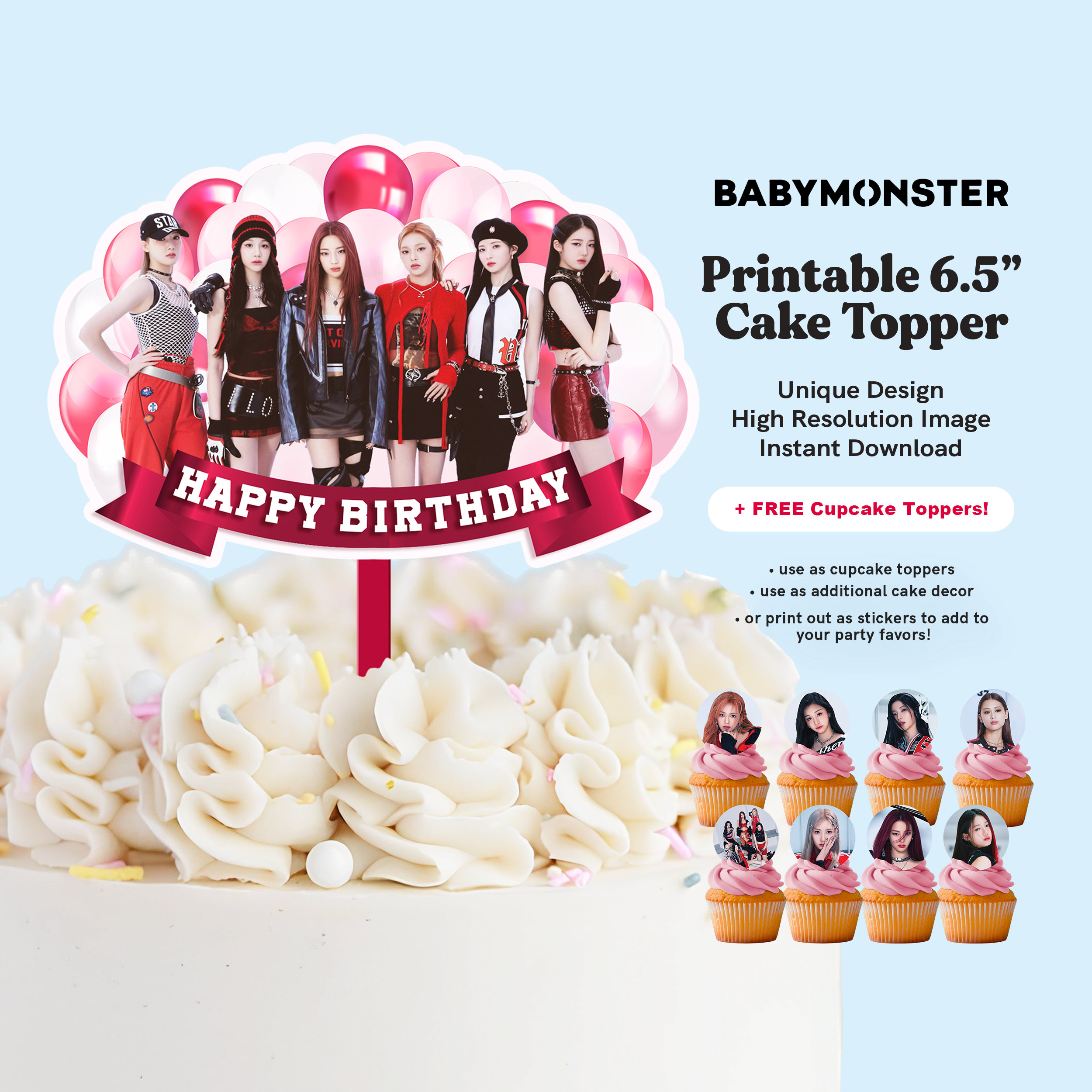 Printable Babymonster Cake Topper for Birthday, Instant Download, Kpop ...