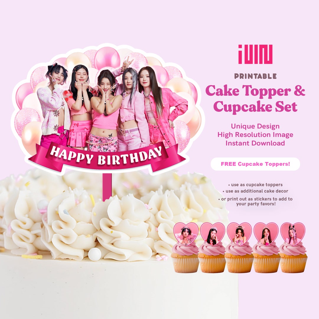 Printable gi-dle Birthday Cake Topper, Pink Kpop Decor for Neverland ...