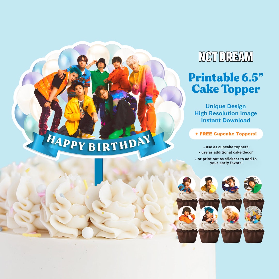 Printable NCT Dream Cake Topper for Kpop Birthday, Colorful Party ...