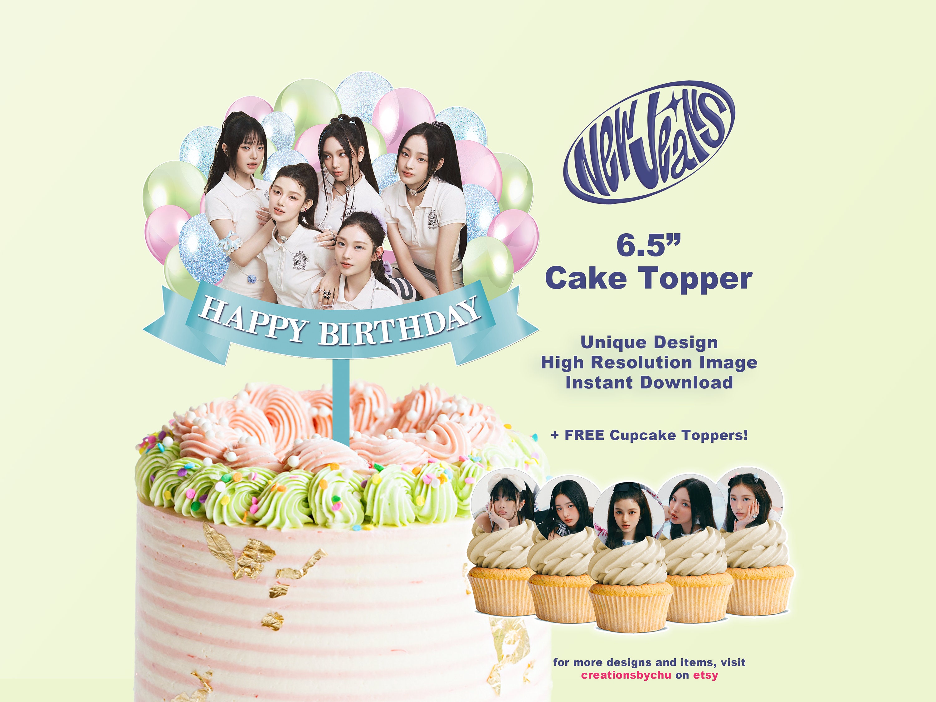 Printable New Jeans Birthday Cake Topper for New Jeans Kpop Birthday ...