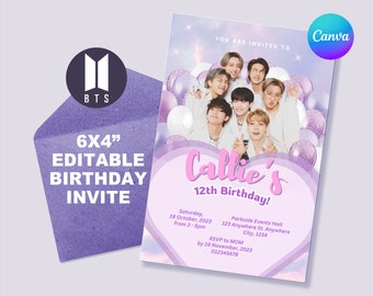 BTS Birthday Ticket Invitation Digital Birthday Invite Army - Etsy