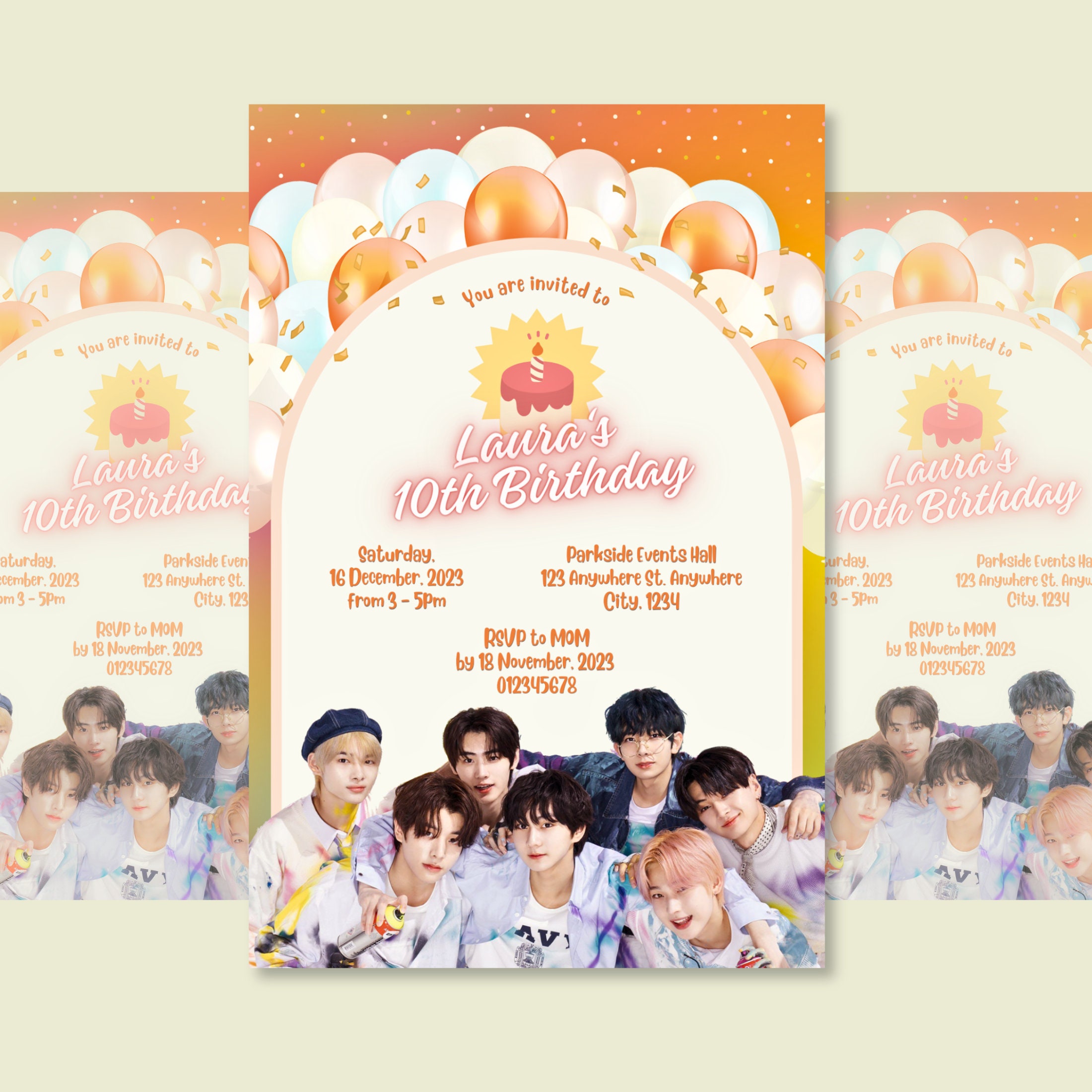 Printable Enhypen Birthday Invitation, Digital Kpop Party Invite ...