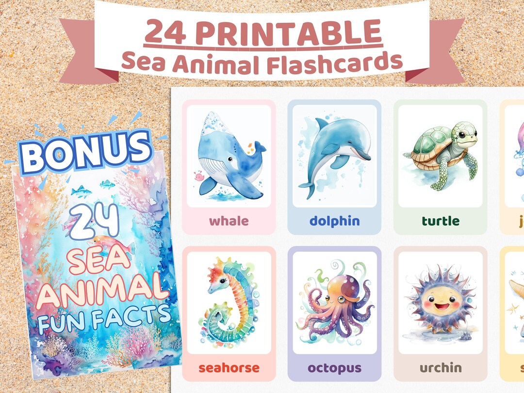 24 SEA ANIMAL Flashcards for Kids | Printable Flashcards, Montessori ...