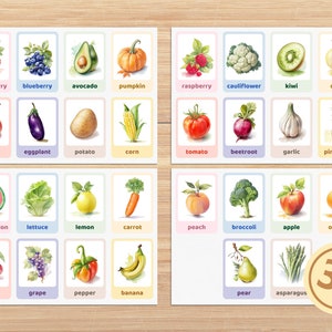 30 FRUITS and VEGETABLES Flashcards for Kids | Printable Flashcards ...