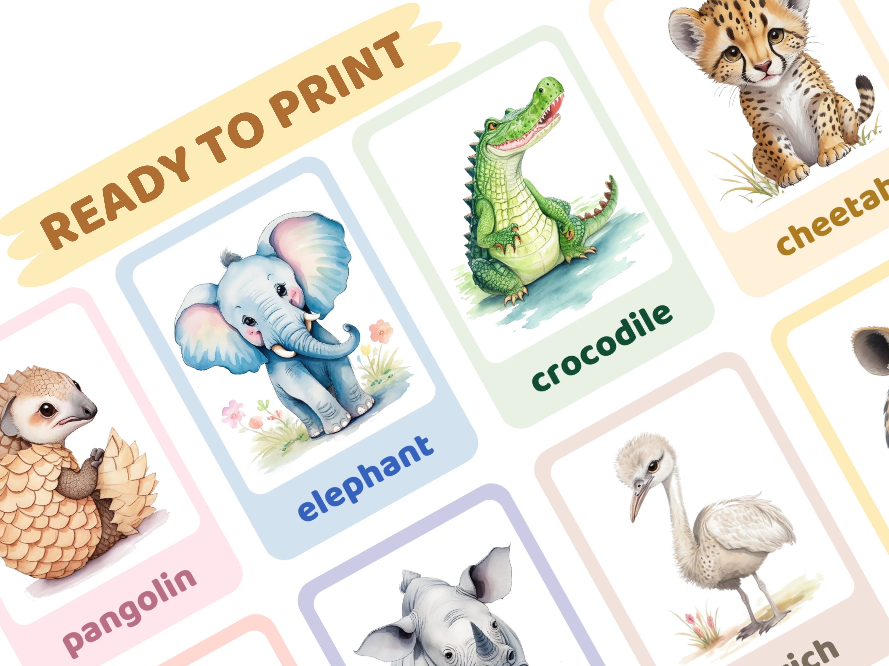 30 SAFARI ANIMAL Flashcards for Kids | Printable Flashcards, Montessori ...