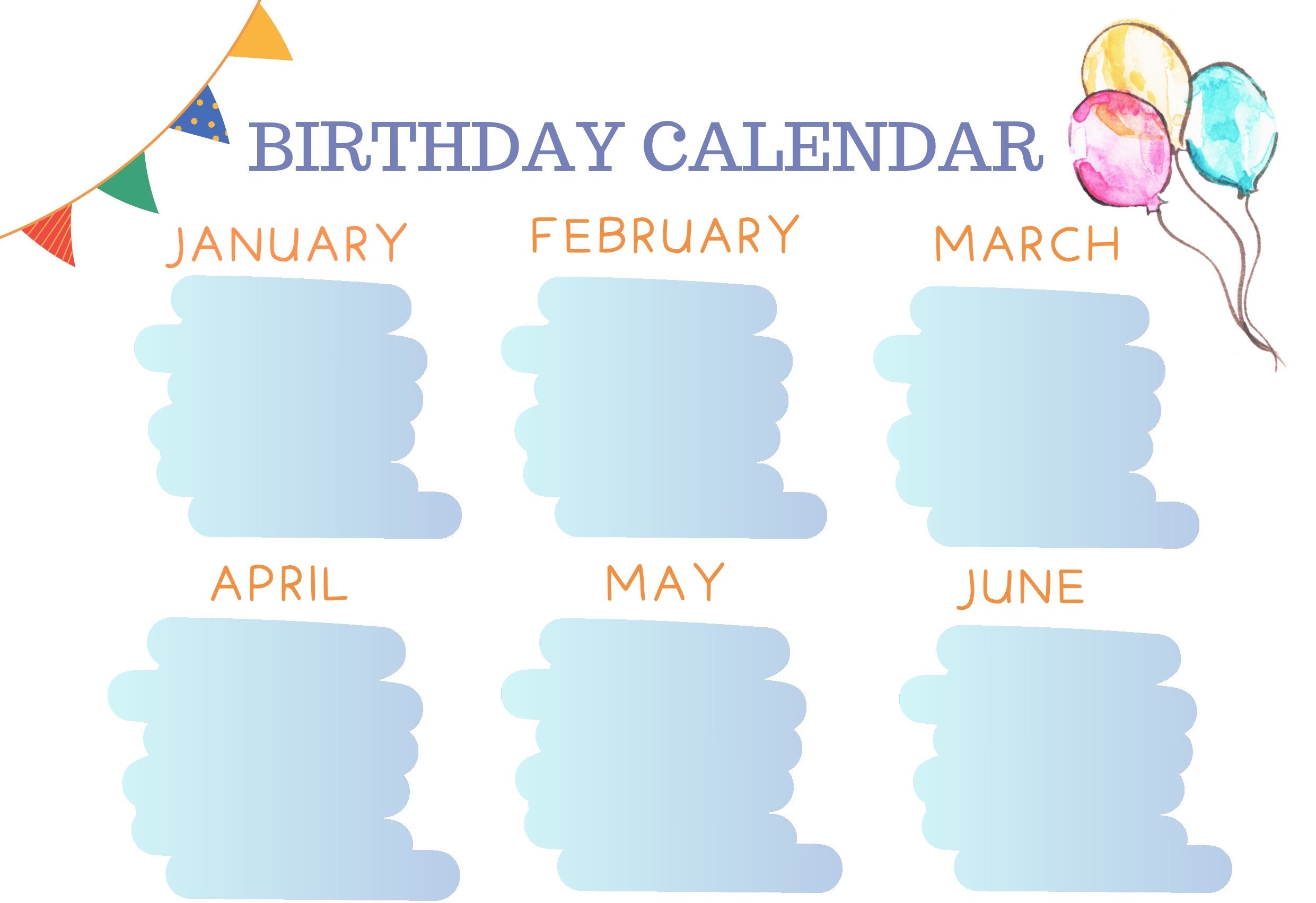 Birthday Tracker Printable Template, Birthday Calendar, Birthday ...