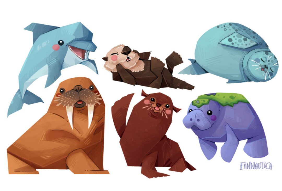 Marine Mammals Sticker Pack - Etsy